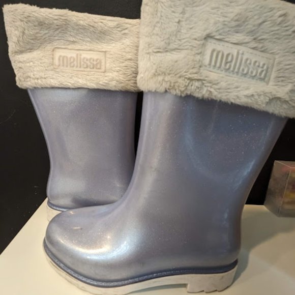 Melissa | Shoes | Genuine Mini Melissa Mel Rain Boot Ii Blue Glitter ...